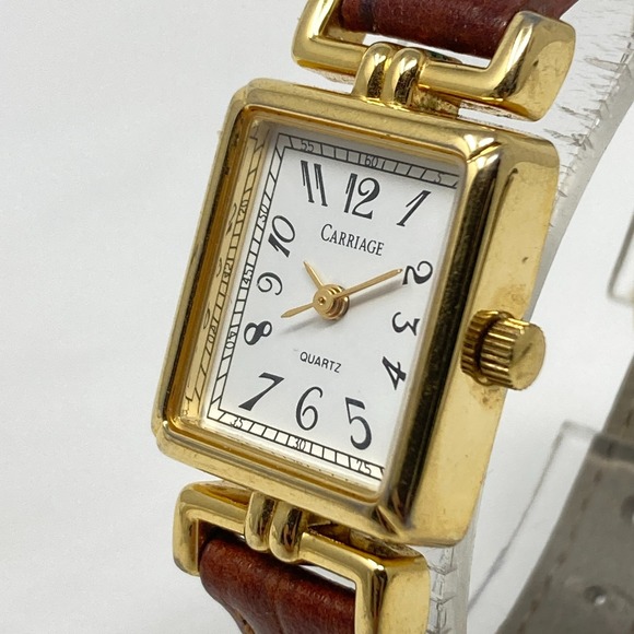 Timex | Accessories | Vtg Carriage By Timex Tank Watch Women 9mm Gold ...
